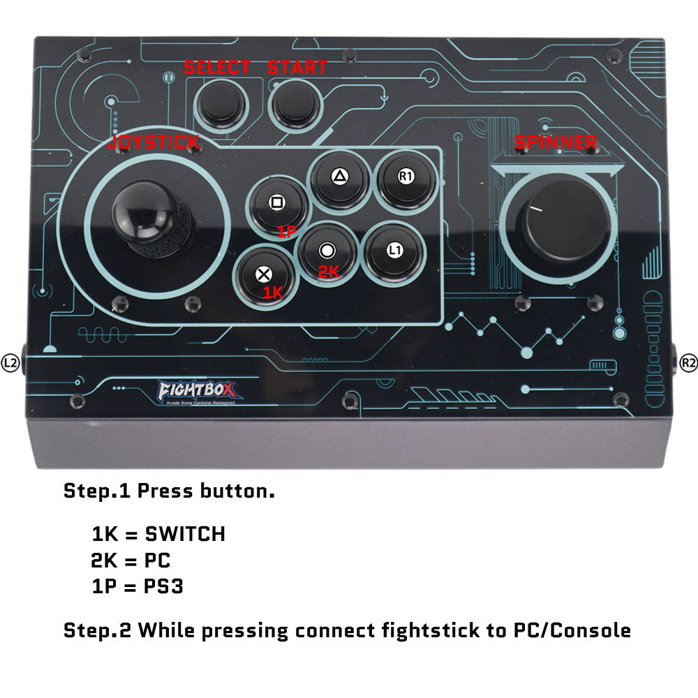 FightBox R9 Arcade Fight Stick With Spinner Retro Game Controller For ...