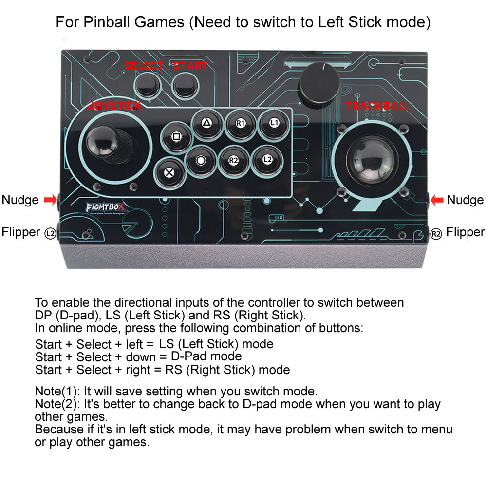 FightBox R10-PRO Arcade Fight Stick With Trackball&Spinner Retro Game ...